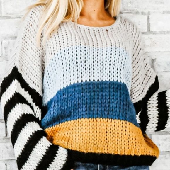 Sweaters | Contraststriped Color Block Sweater | Poshmark